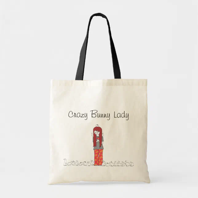 CRAZY BUNNY LADY TOTE BAG | Zazzle