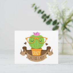 crazy cactus lady banner postcard | Zazzle