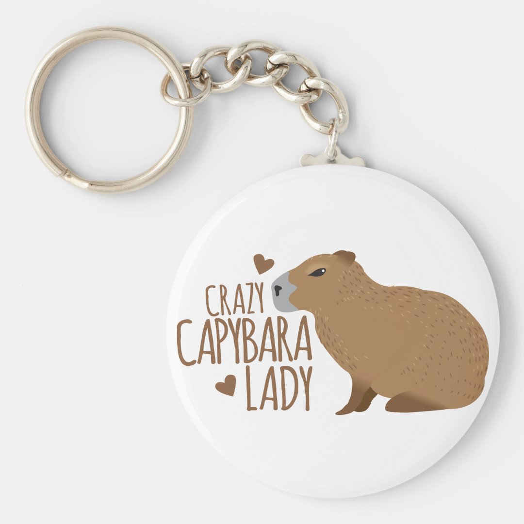 crazy capybara lady keychain | Zazzle