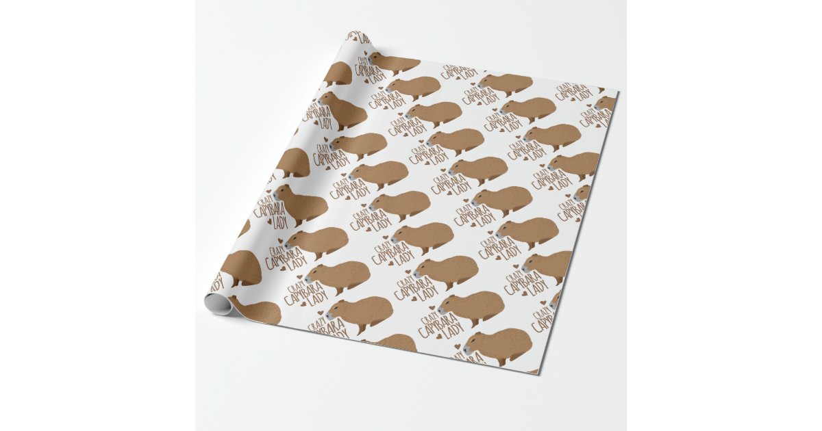 crazy capybara lady wrapping paper | Zazzle
