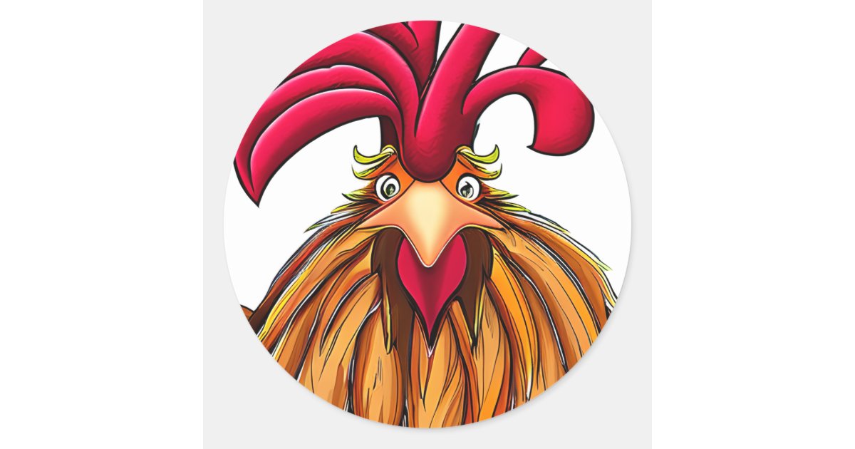 Crazy Cartoon Chicken Classic Round Sticker | Zazzle