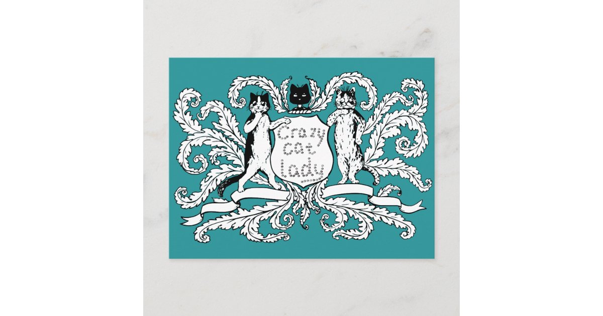 Crazy Cat lady Coat of Arms Postcard | Zazzle