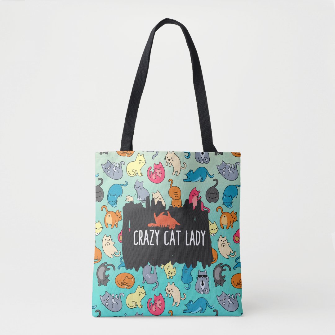 Crazy Cat Lady Cute and Playful Cat Pattern Tote Bag | Zazzle