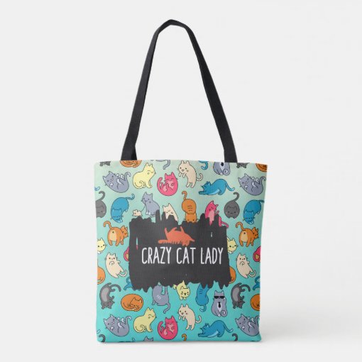 Crazy Cat Lady Cute and Playful Cat Pattern Tote Bag | Zazzle