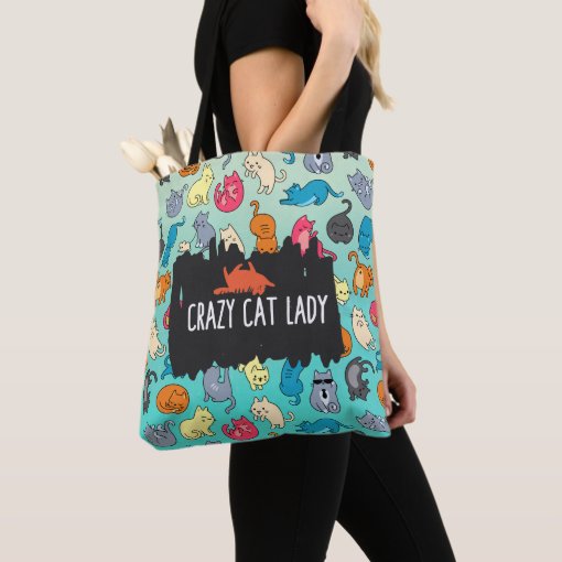 Crazy Cat Lady Cute and Playful Cat Pattern Tote Bag | Zazzle