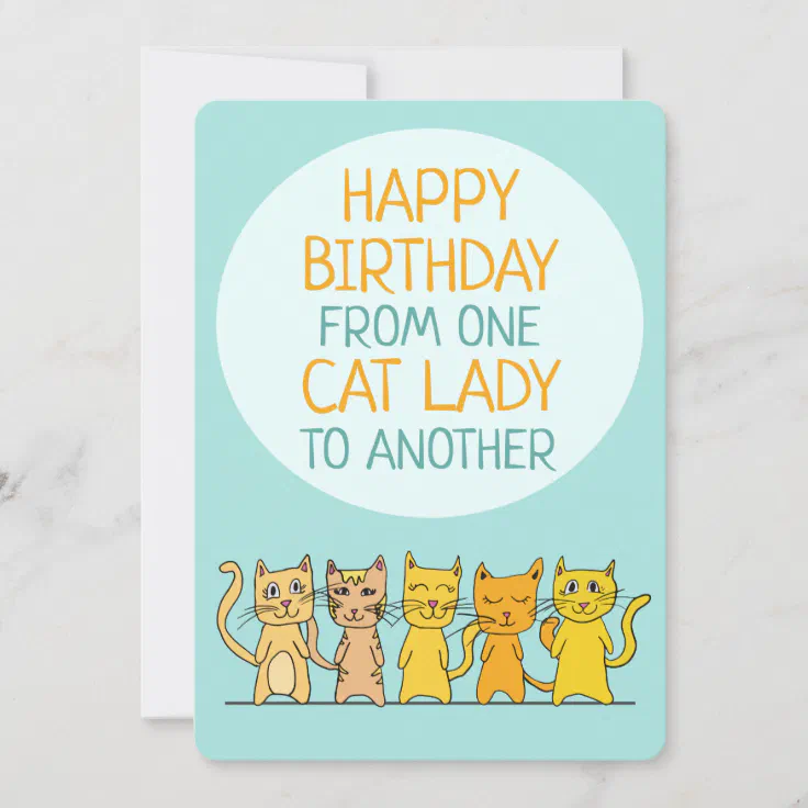 Crazy Cat Lady Happy Birthday Flat Card | Zazzle