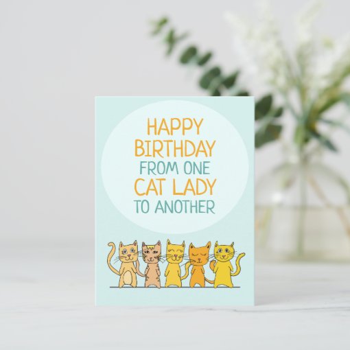Crazy Cat Lady Happy Birthday Postcard | Zazzle