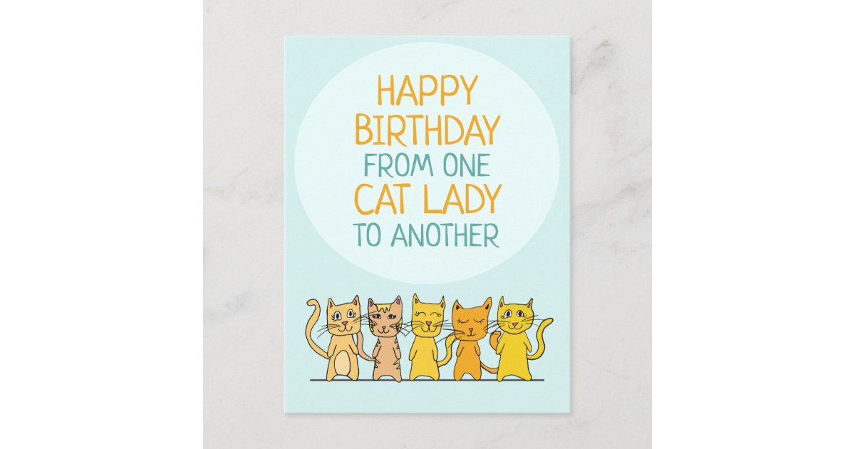 Crazy Cat Lady Happy Birthday Postcard | Zazzle
