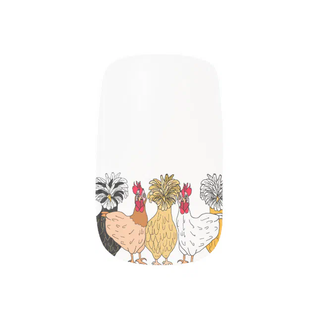 Crazy Chicken Lady Funny Polish Hens Minx Nail Art | Zazzle