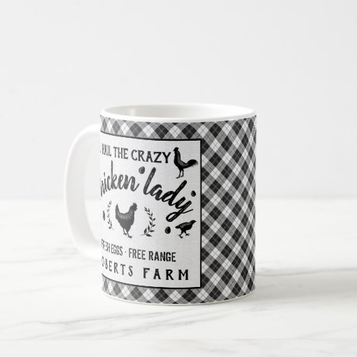 Crazy Chicken Lady Hen Plaid Country Custom Farm Coffee Mug | Zazzle