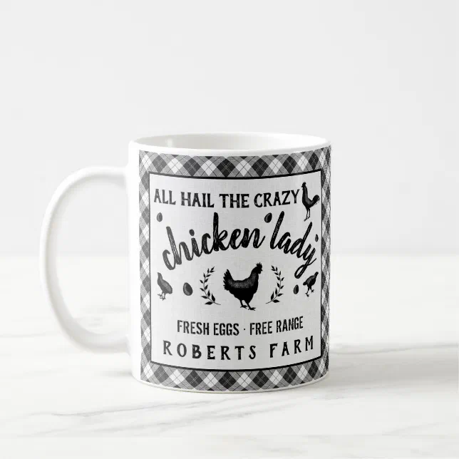 Crazy Chicken Lady Hen Plaid Country Custom Farm Coffee Mug | Zazzle