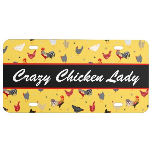 Crazy Chicken Lady l Memphis Style Chicken Farm License Plate | Zazzle