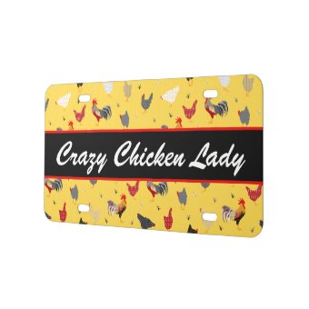 Crazy Chicken Lady l Memphis Style Chicken Farm License Plate | Zazzle