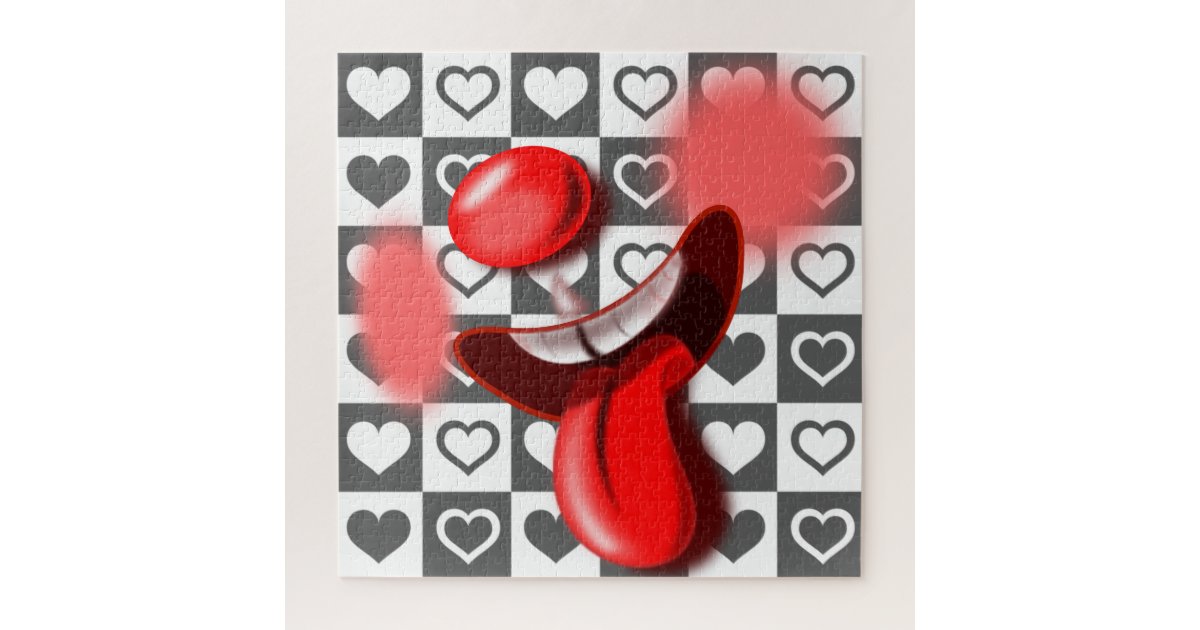 Crazy Clown & Hearts Jigsaw Puzzle | Zazzle
