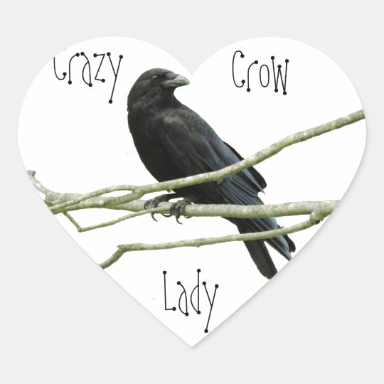 Crazy Crow Lady Heart Sticker | Zazzle.com