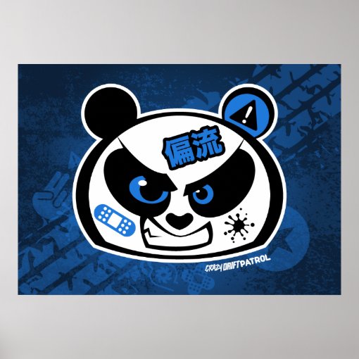 Crazy Drift Patrol - Drift Panda Head (blue) Poster | Zazzle