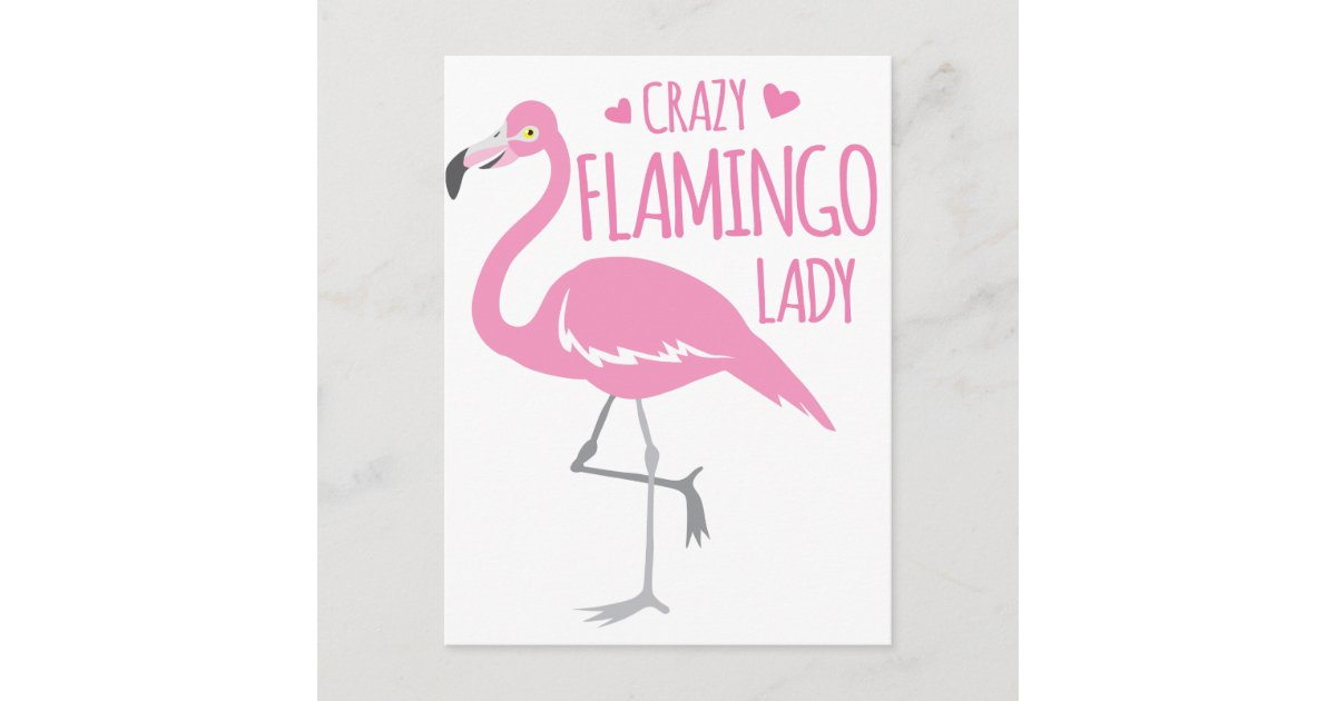 Crazy Flamingo lady Postcard | Zazzle