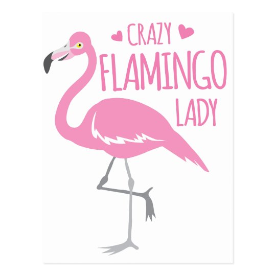 Crazy Flamingo lady Postcard | Zazzle.com