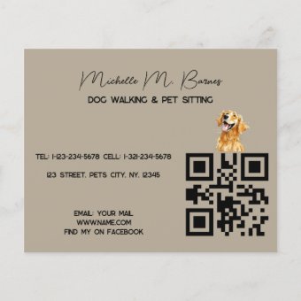 Crazy Funny Dog Walker Sitter QR Code Modern Flyer | Zazzle