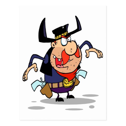 crazy gunslinger outlaw cowboy cartoon postcard | Zazzle
