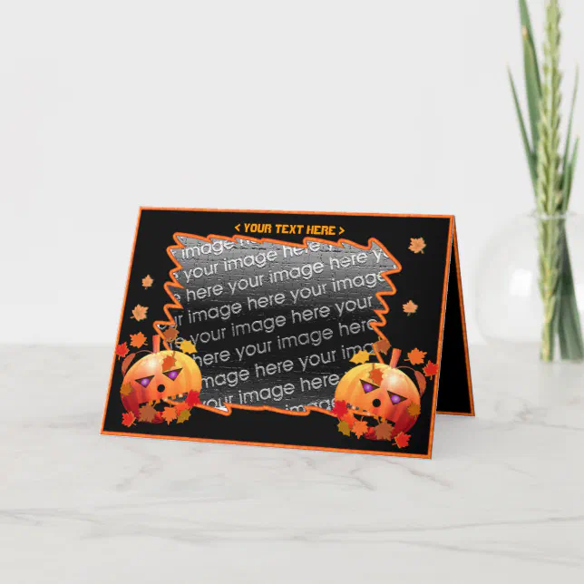 Crazy Halloween Pumpkins (photo frame) Card | Zazzle