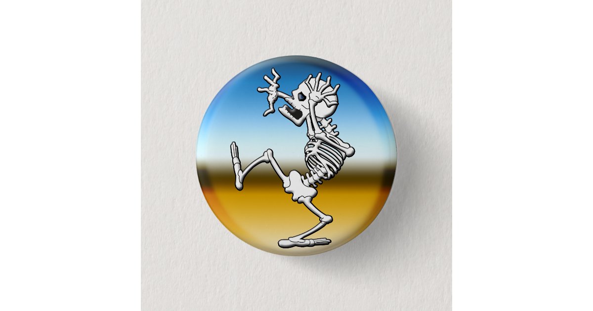 Crazy Halloween Skeleton Button | Zazzle
