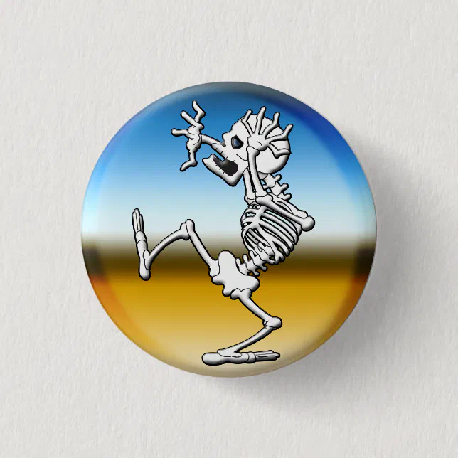 Crazy Halloween Skeleton Button | Zazzle