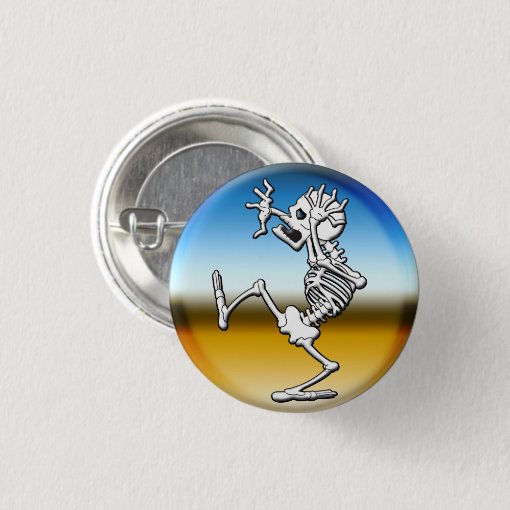 Crazy Halloween Skeleton Button | Zazzle