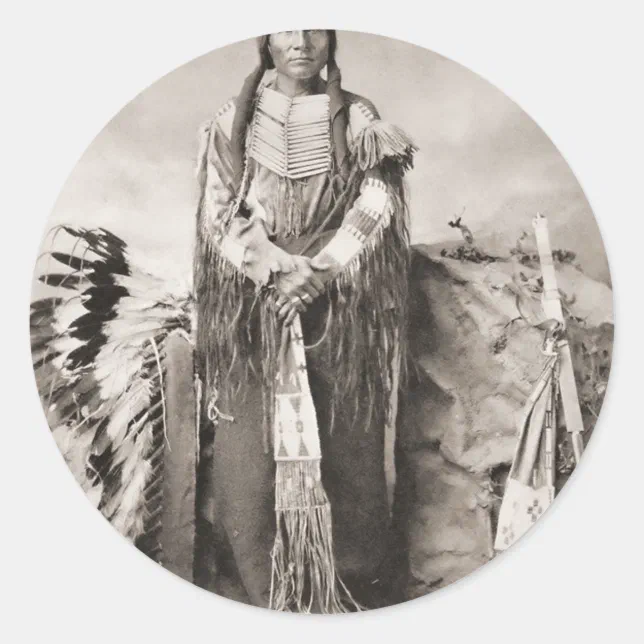 Crazy Horse Portrait Classic Round Sticker | Zazzle
