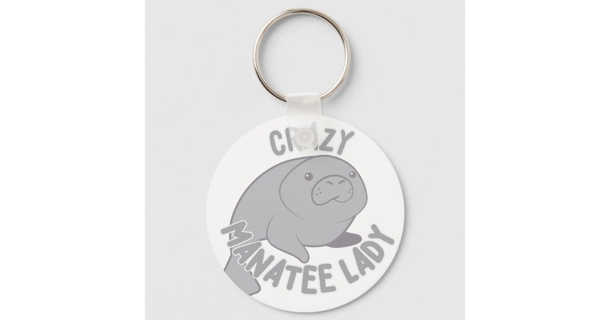 Crazy Manatee Lady Keychain | Zazzle
