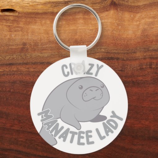 Crazy Manatee Lady Keychain | Zazzle