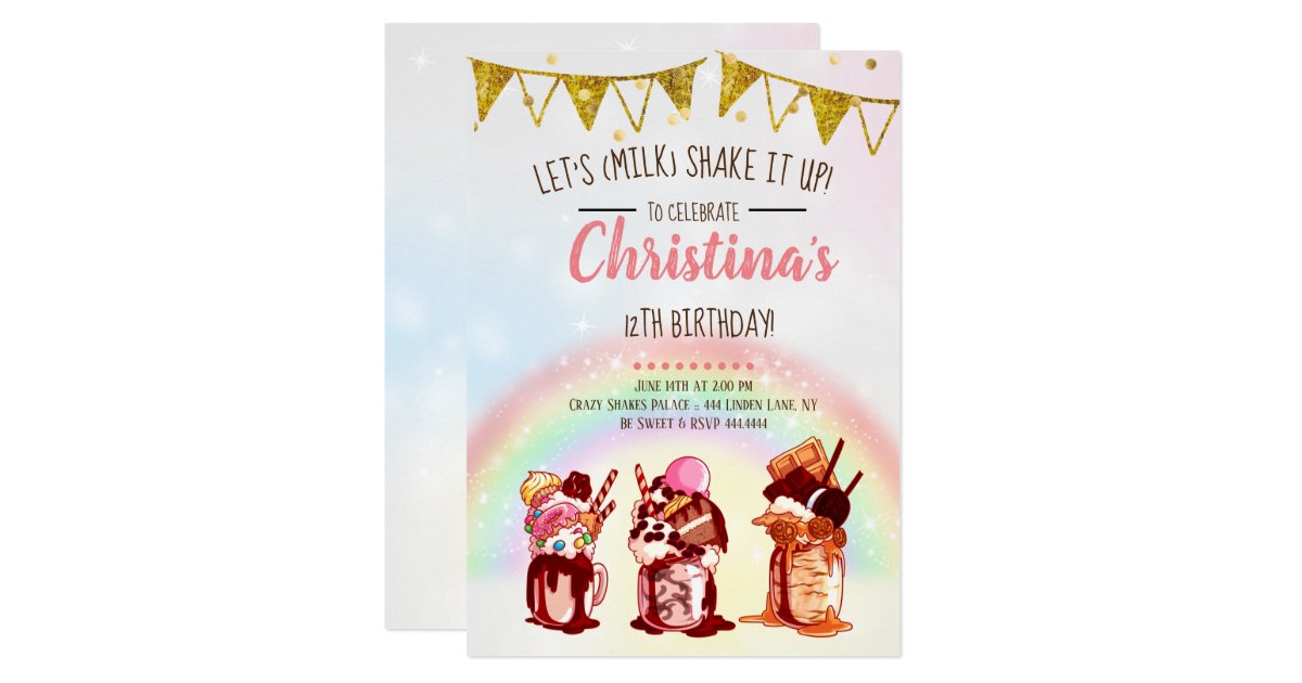 Crazy Milkshake Birthday Invitation | Zazzle.com
