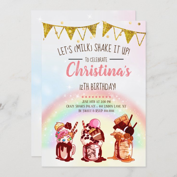 Crazy Milkshake Birthday Invitation | Zazzle