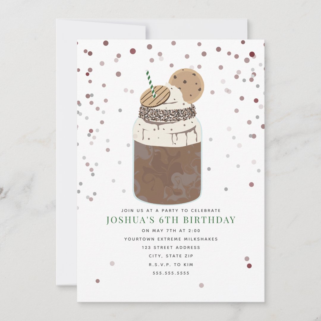 Crazy Milkshake Chocolate Cookie Birthday Party In Invitation | Zazzle