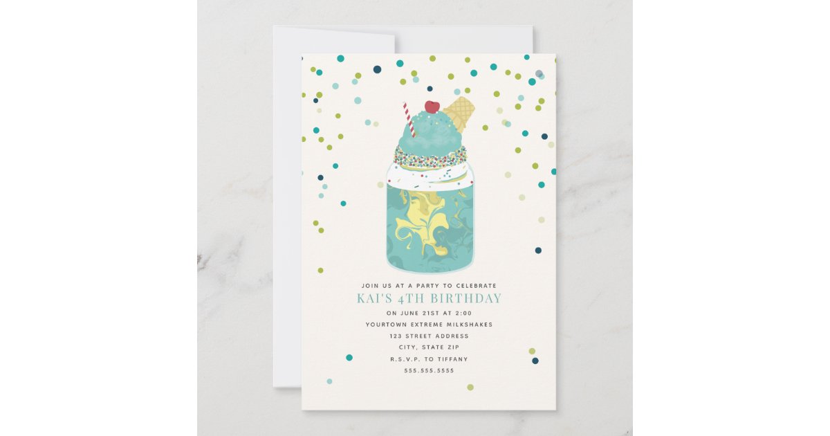 Crazy Milkshake Ice Cream Birthday Party Invitation | Zazzle