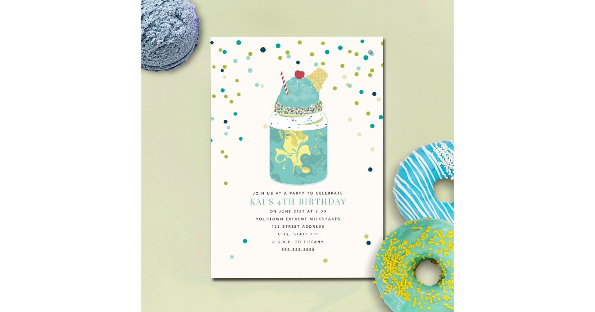 Crazy Milkshake Ice Cream Birthday Party Invitation | Zazzle
