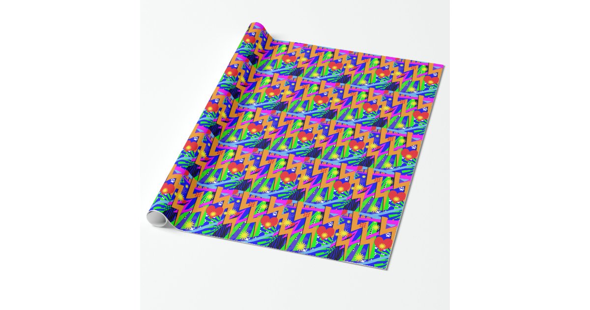 Crazy Neon 90s Pattern Wrapping Paper | Zazzle