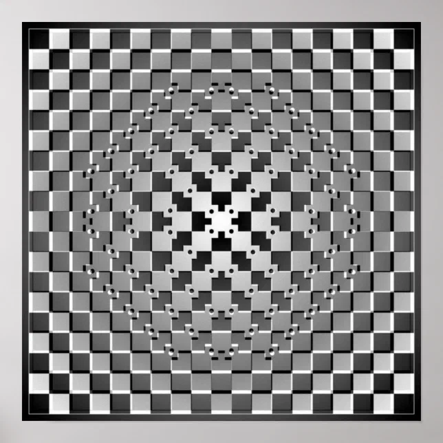 Crazy Optical Illusion - Morphing Metal Square Poster | Zazzle