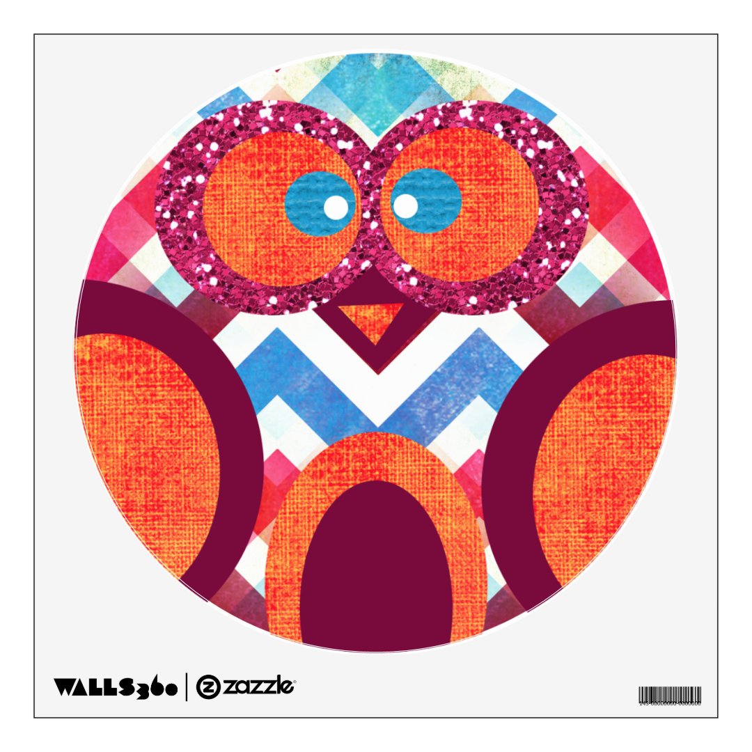 Crazy Owl Colorful Chevron Wall Decal | Zazzle