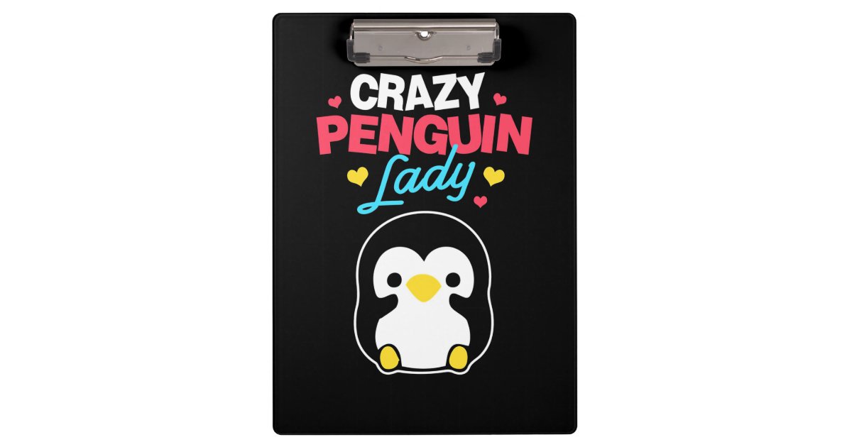 Crazy Penguin Lady Clipboard | Zazzle