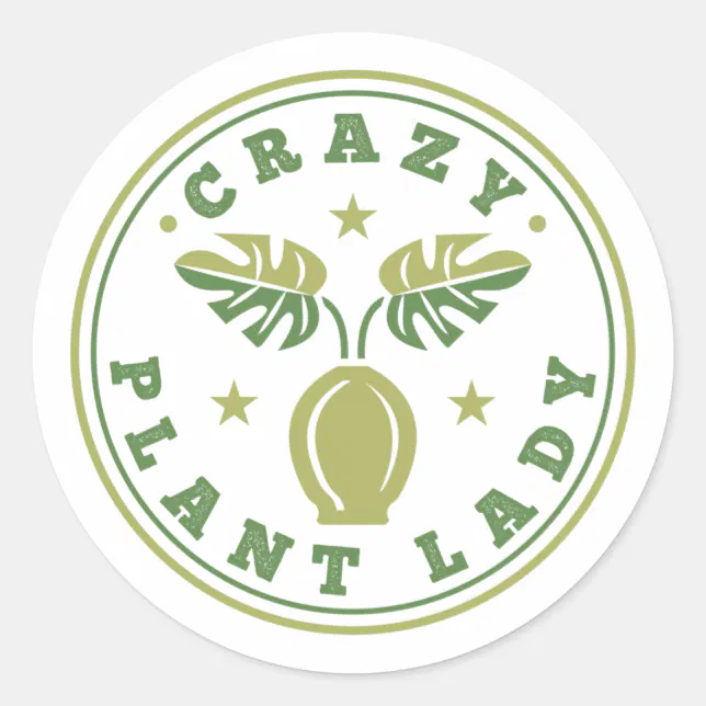 Crazy Plant Lady Classic Round Sticker | Zazzle