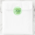 Crazy Plant Lady Cute Green Botanist Classic Round Sticker | Zazzle