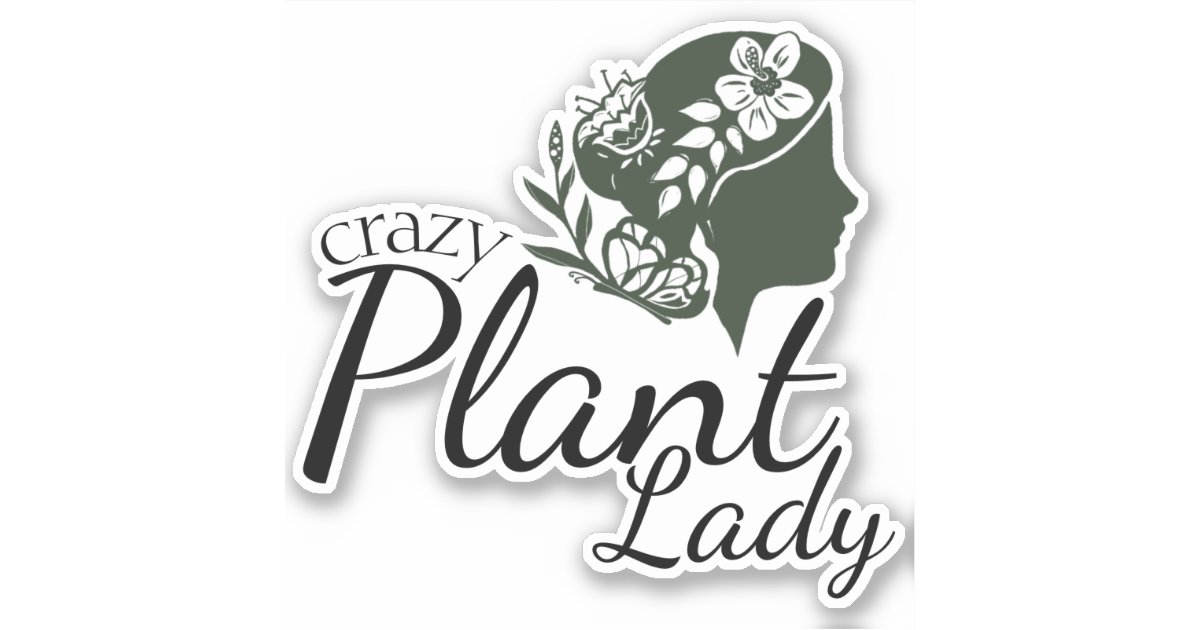 Crazy Plant Lady Woman Profile and Flowers Sticker | Zazzle