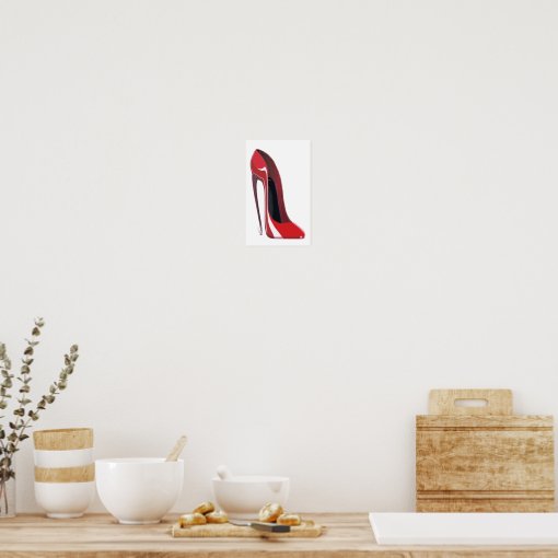 Crazy Red Heel Stiletto Shoe Art Poster | Zazzle
