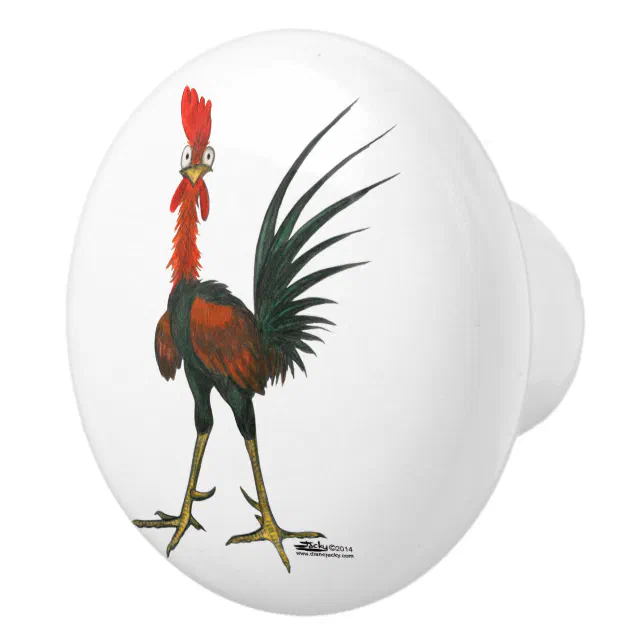 Crazy Rooster Ceramic Knob | Zazzle