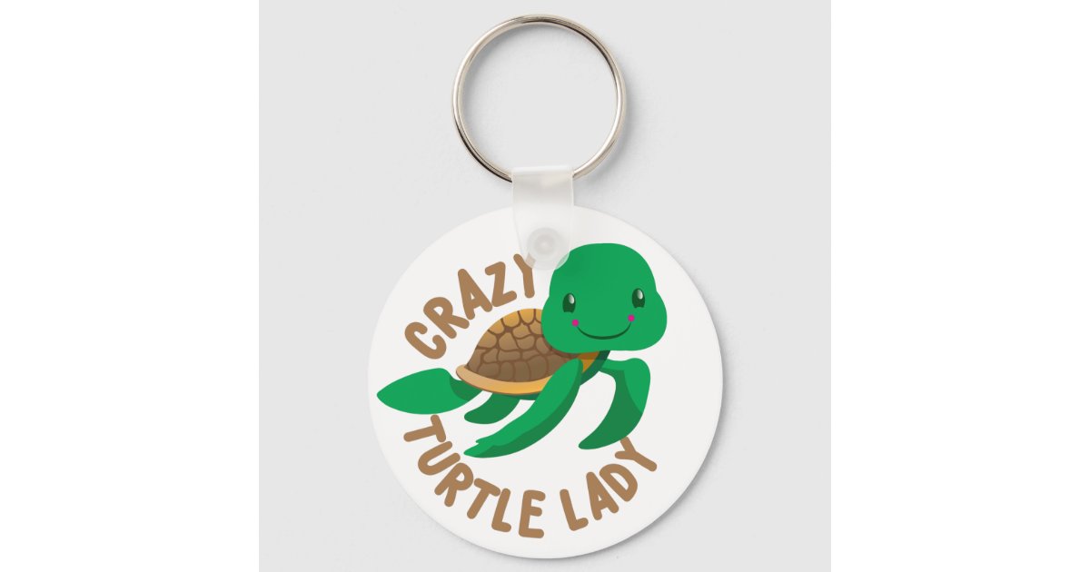 crazy turtle lady circle keychain | Zazzle