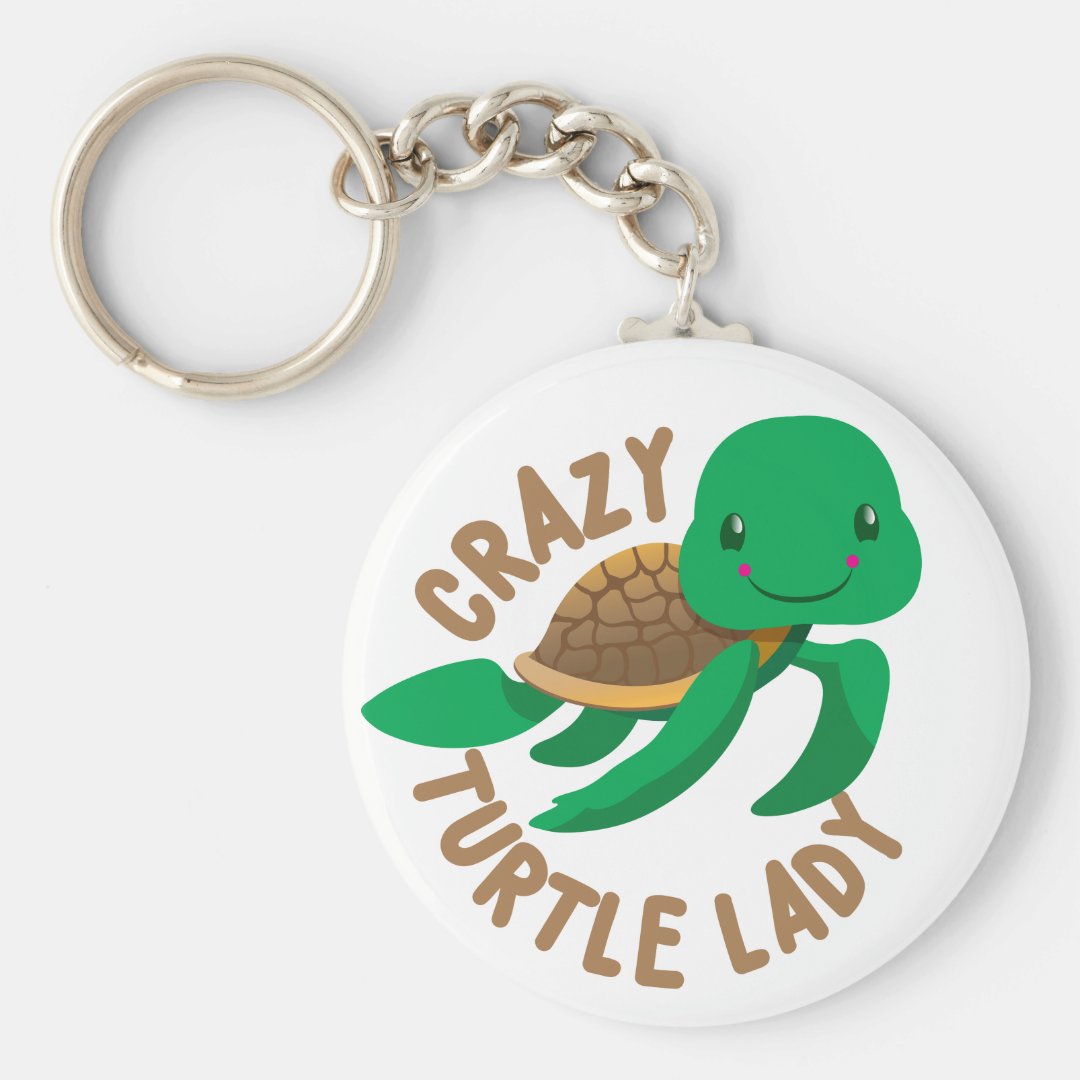 crazy turtle lady circle keychain | Zazzle