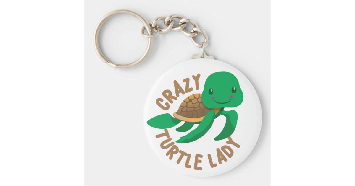 crazy turtle lady circle keychain | Zazzle