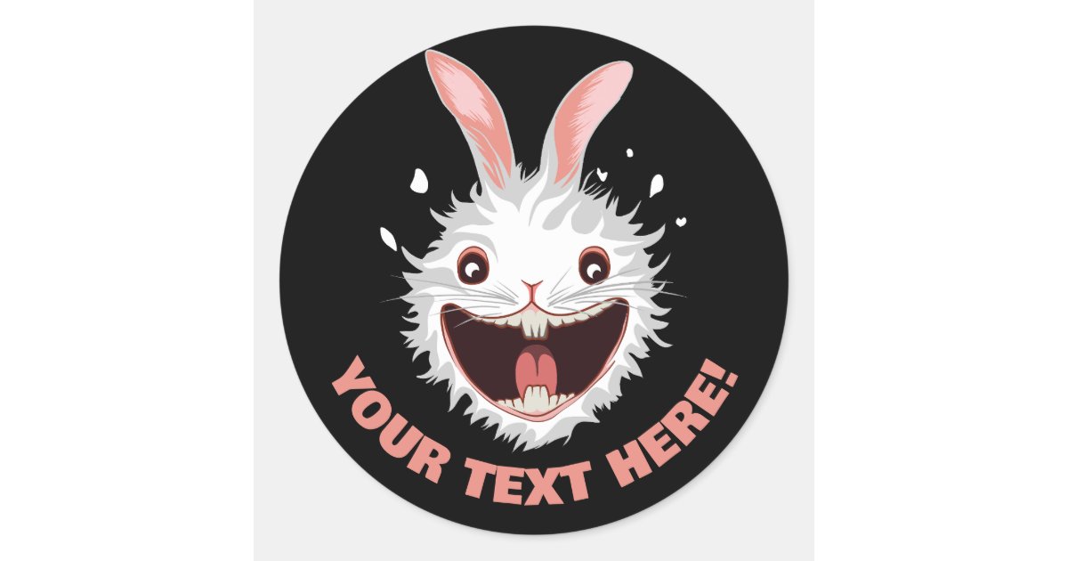 Crazy White Rabbit Face Classic Round Sticker | Zazzle