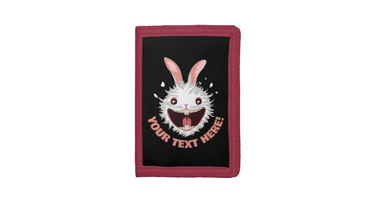 Crazy White Rabbit Face Trifold Wallet | Zazzle